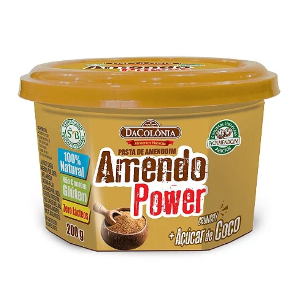Pasta de Amendoim Amendo Power com Açúcar de Coco DaColônia 200g ...